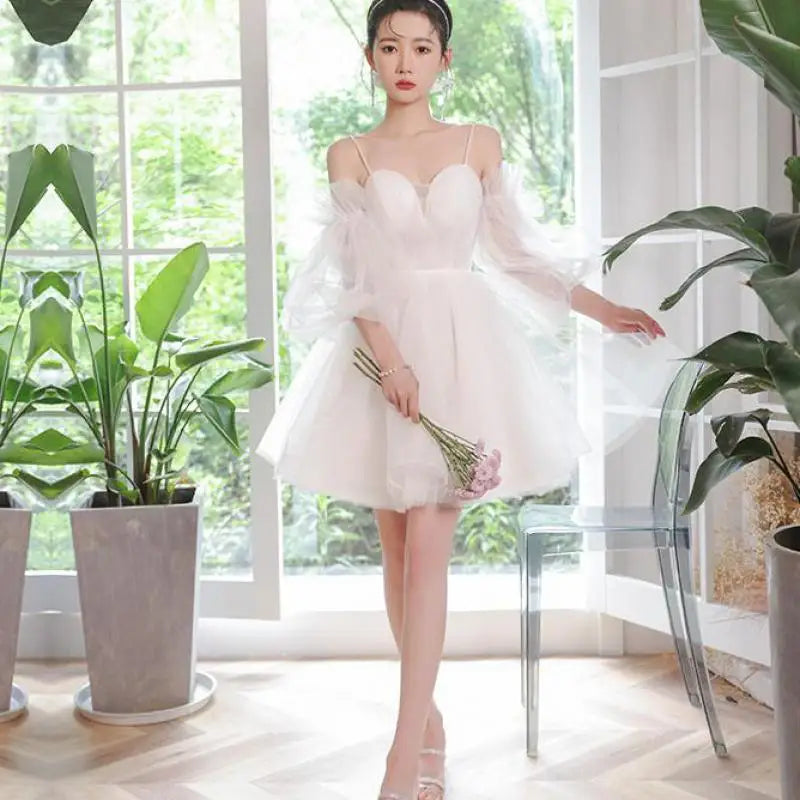 Elegant Off Shoulder White Tulle Cocktail Dress On Luulla
