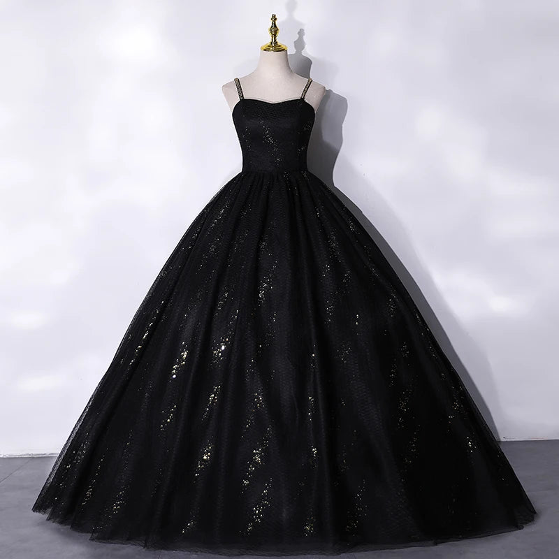 Elegant Black Sequin Ball Gown Dress on Luulla