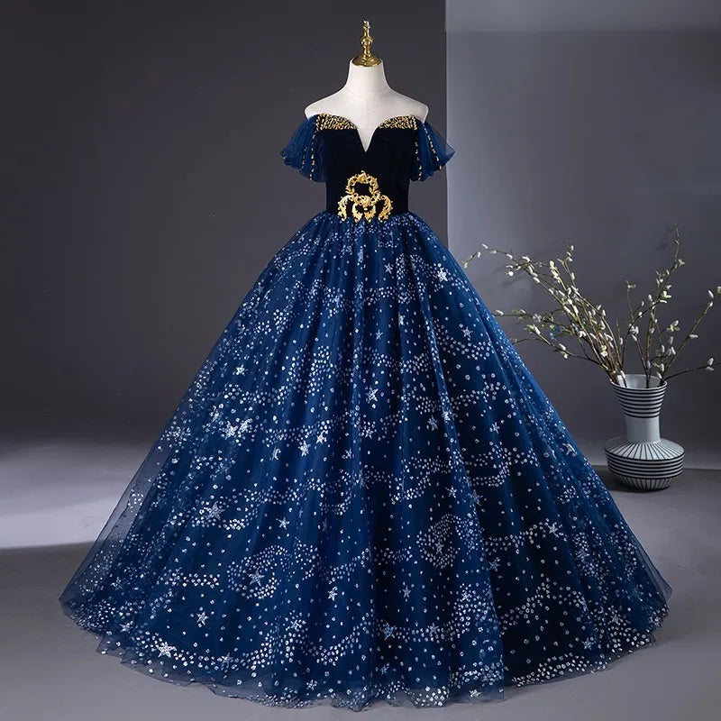 Elegant Navy Blue Starry Night Ball Gown on Luulla
