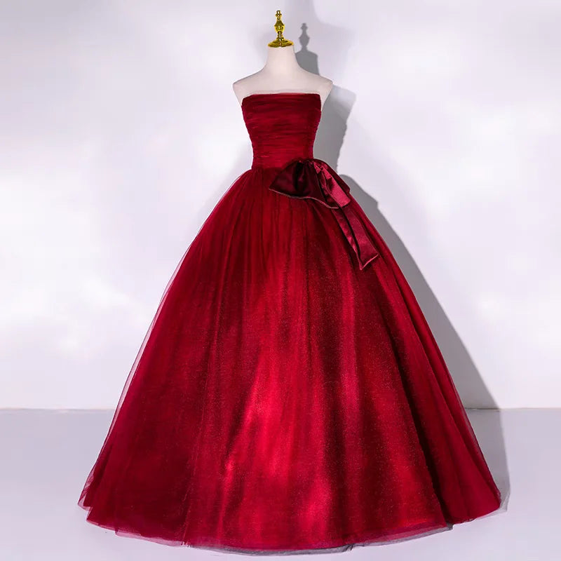 Elegant Strapless Red Satin Ball Gown on Luulla