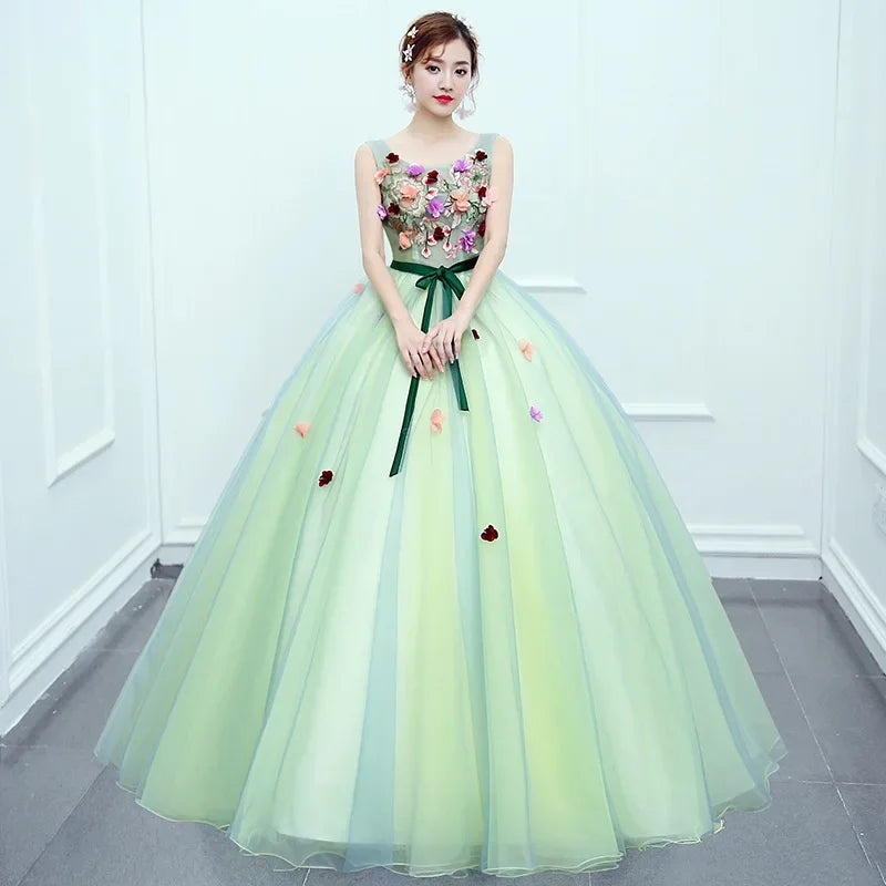 Elegant Floral Embellished Green Ball Gown Dress on Luulla