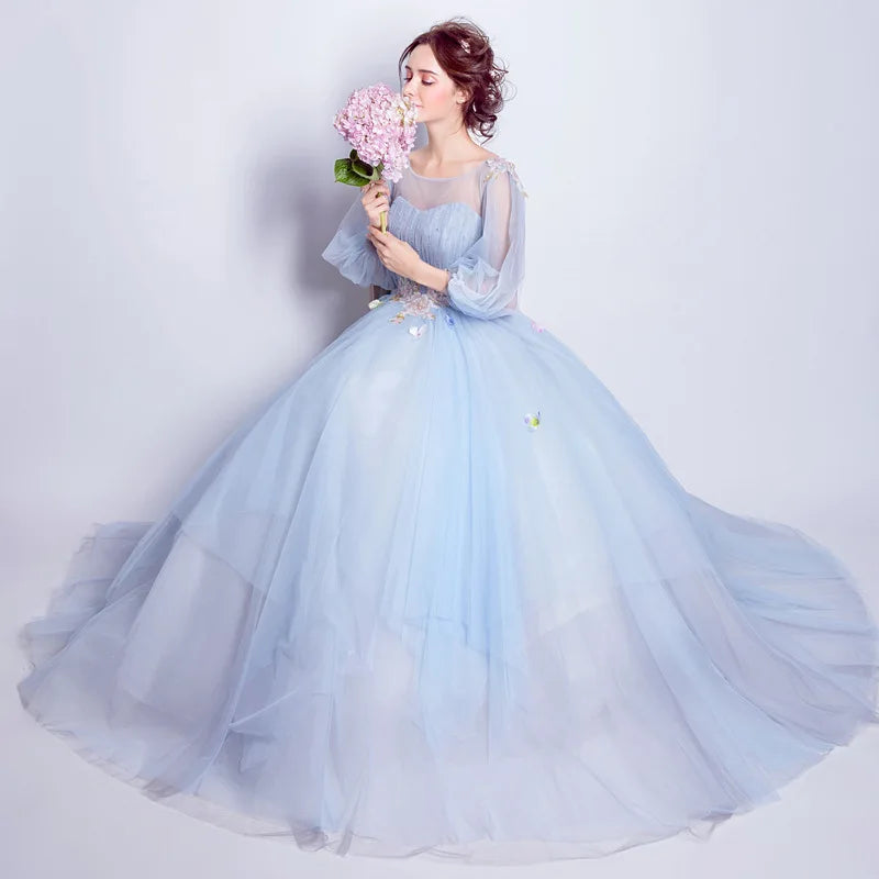 Elegant Blue Fairy Princess Ball Gown Dress on Luulla