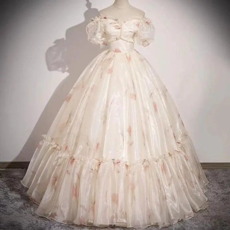 Vintage Victorian Puff Sleeve Ball Gown Dress on Luulla