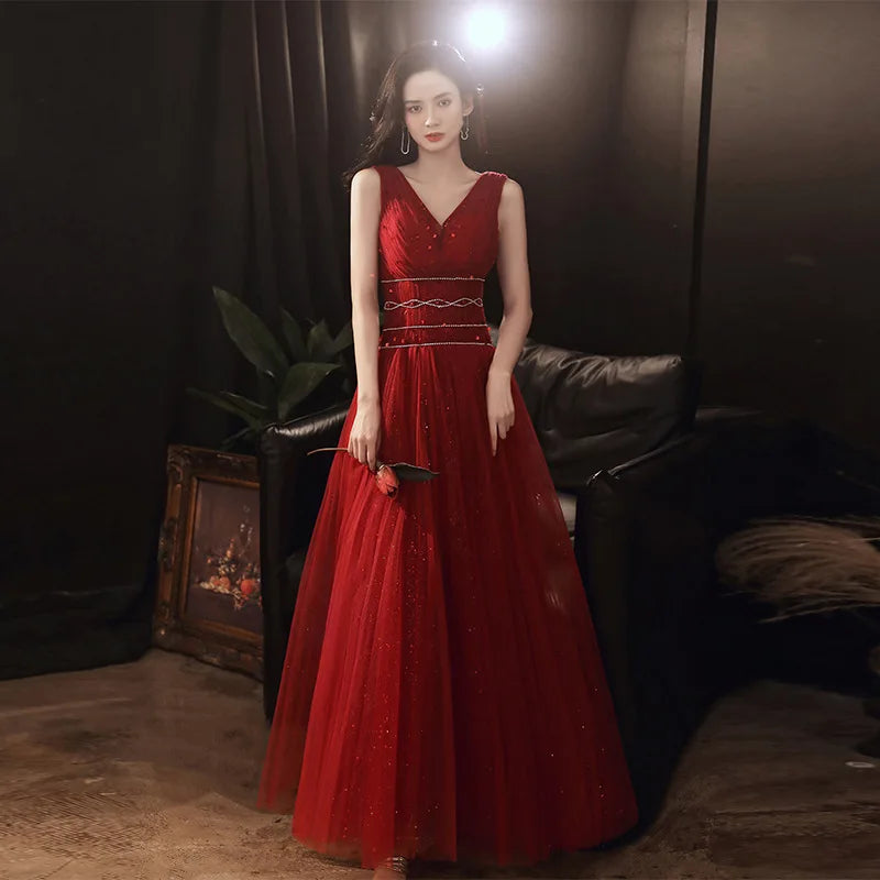 Elegant Long Red Evening Gown For Women on Luulla