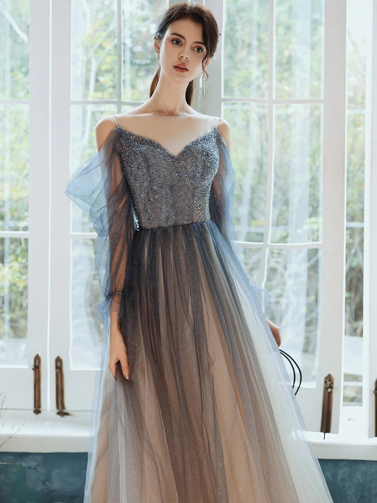 Elegant Off-shoulder Glitter Evening Gown Dress on Luulla