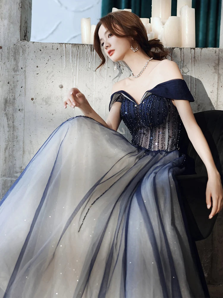 Elegant Off-shoulder Ombre Evening Gown Dress on Luulla