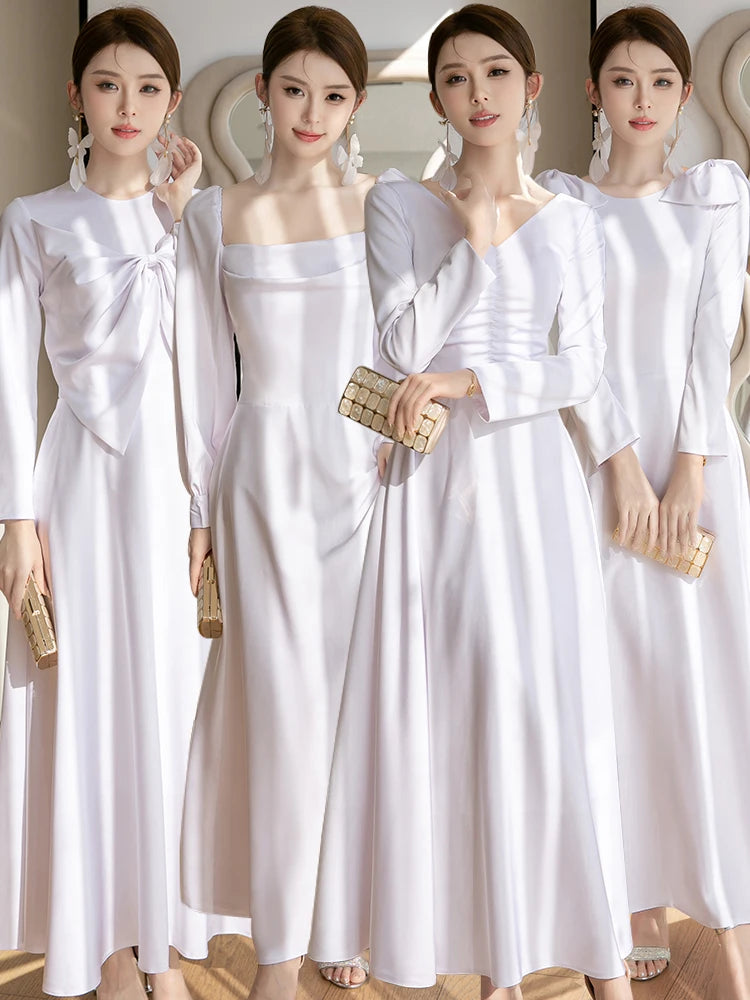 Elegant White Long Sleeve Evening Gowns Collection on Luulla